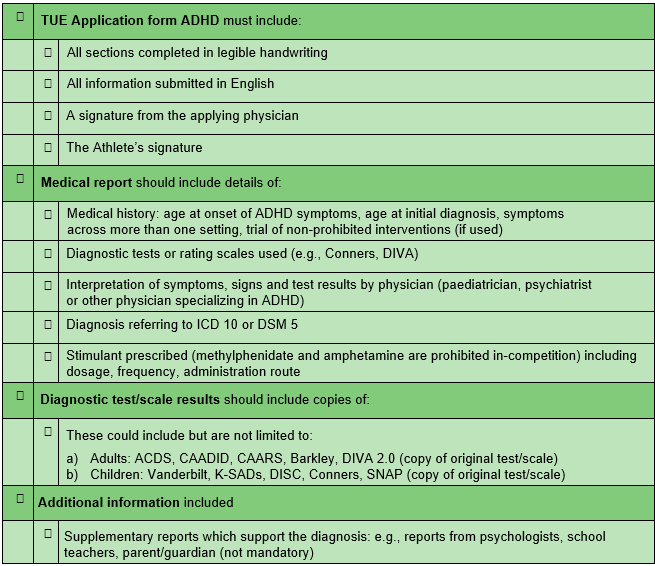 Therapeutic Use Exemption Checklists - IFF Main Site